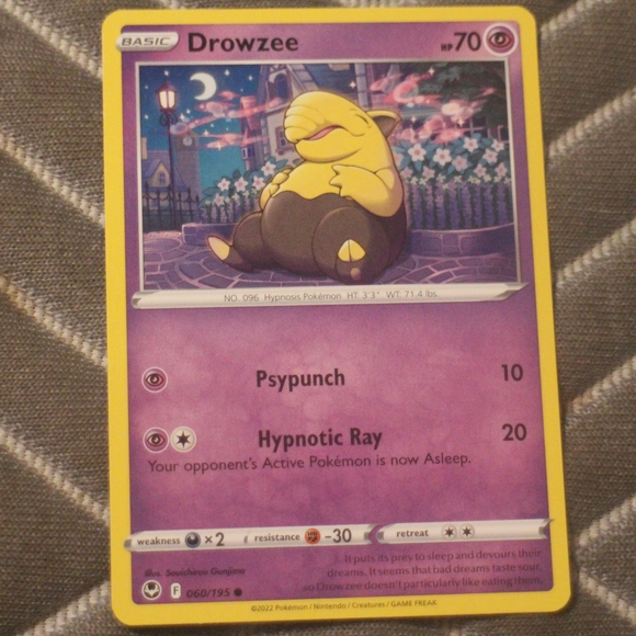 Pokemon | Games | Pokemon Drowzee Card Yellow And Purple | Poshmark